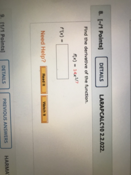 Solved B. 1-/1 Points) DETAILS LARAPCALC10 2.2.022. Find the | Chegg.com
