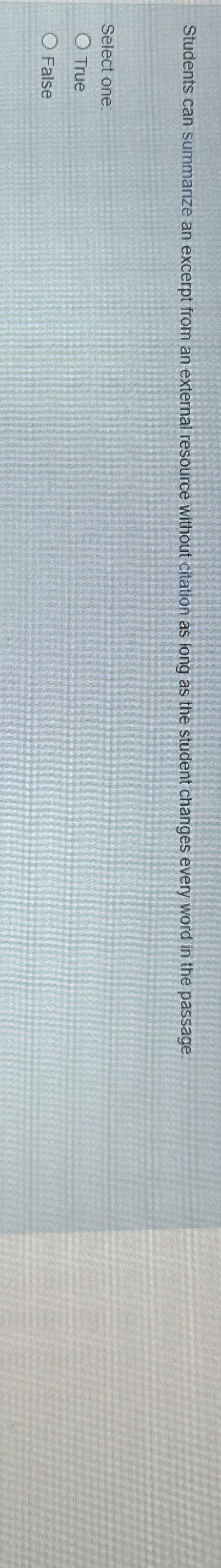 Solved Students can summarize an excerpt from an external | Chegg.com