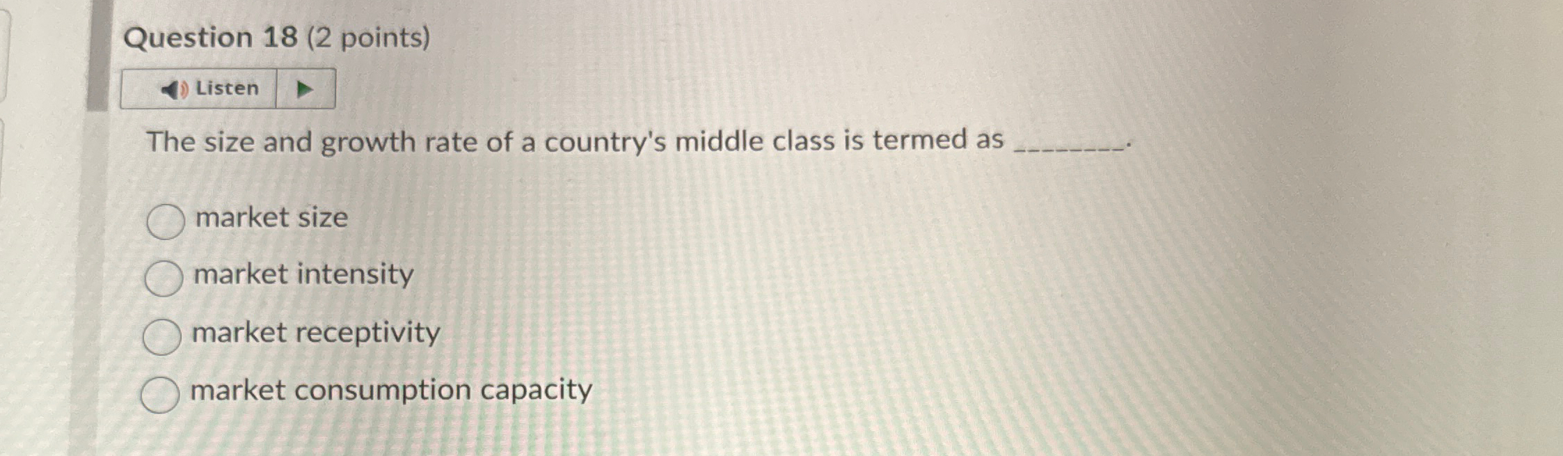 Solved Question 18 (2 ﻿points)The size and growth rate of a | Chegg.com
