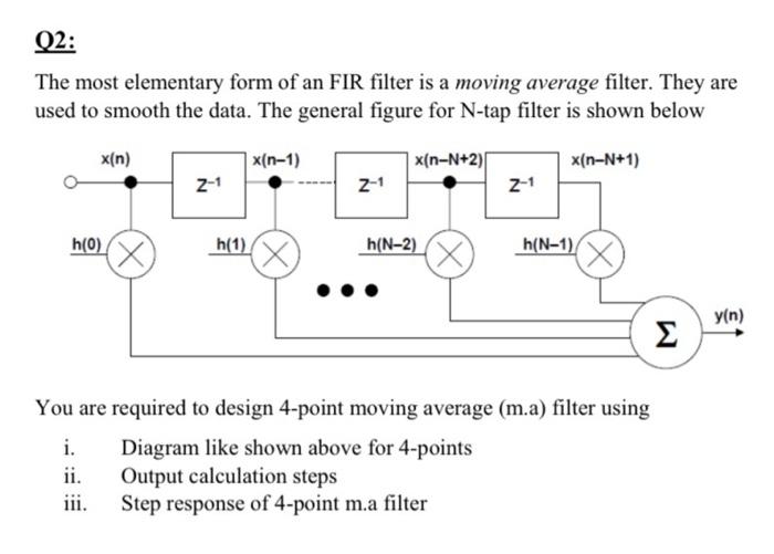 Solved The most elementary form of an FIR filter is a moving | Chegg.com