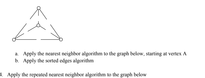Solved a. Apply the nearest neighbor algorithm to the graph | Chegg.com