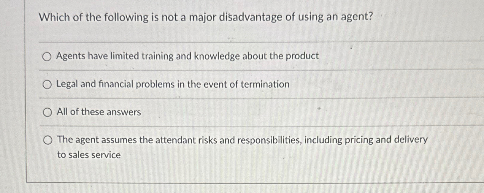 Solved Which of the following is not a major disadvantage of | Chegg.com