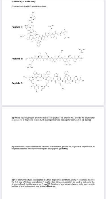 (a) Where would cyanogen tromide deave each pegtide? | Chegg.com