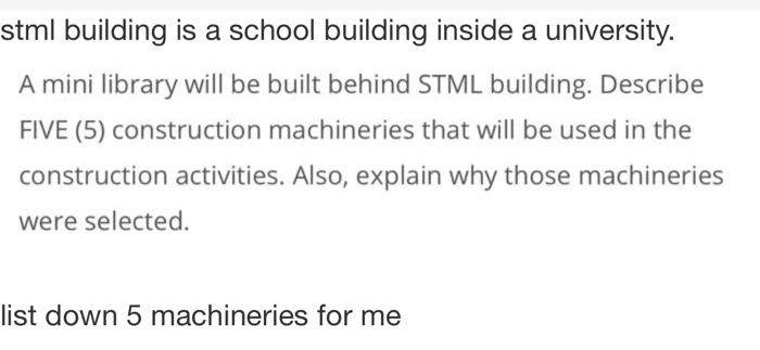 Solved stml building is a school building inside a | Chegg.com