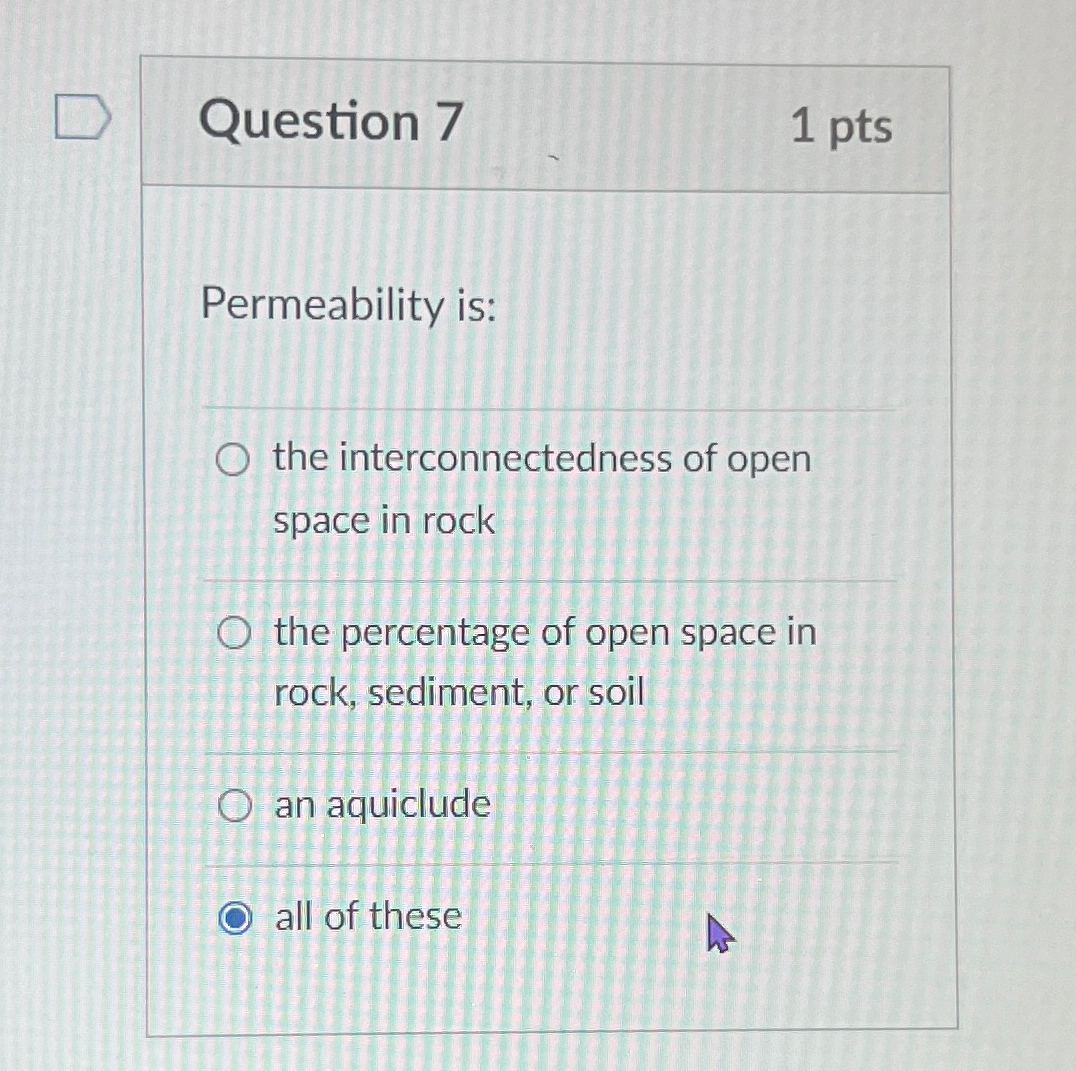 Solved Question 71 ﻿ptsPermeability is:the | Chegg.com