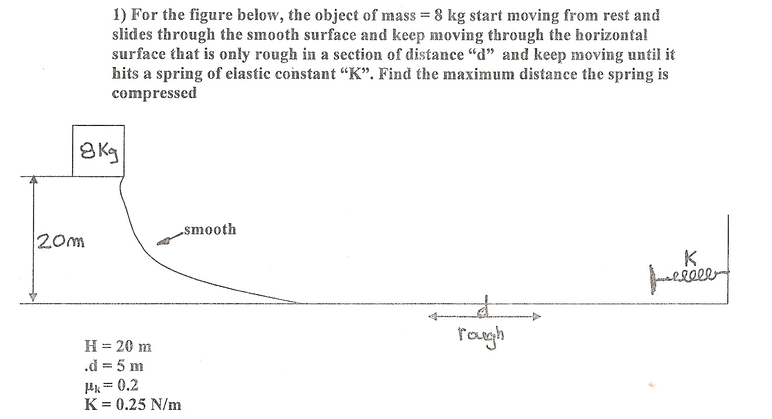 Solved For the figure below, the object of mass = 8 kg start | Chegg.com