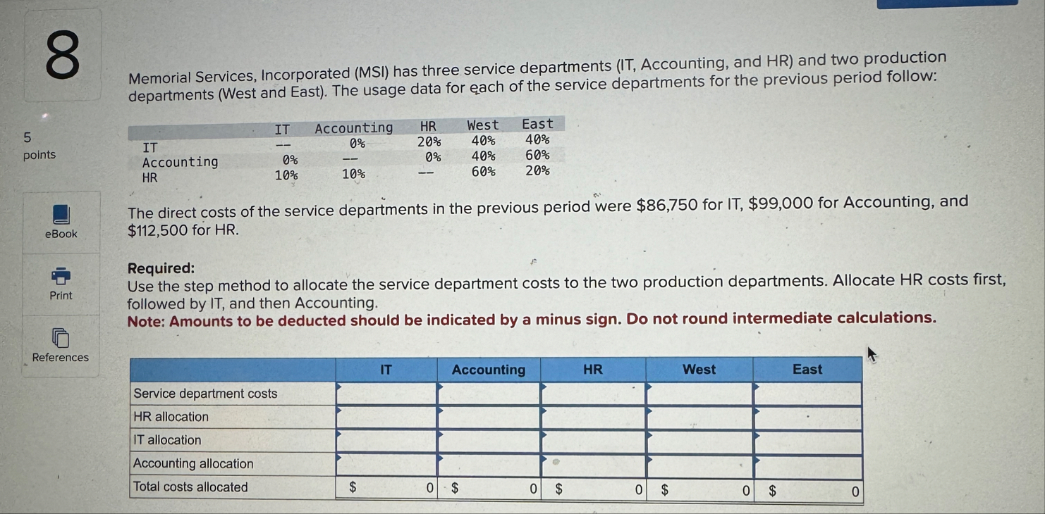 Solved Memorial Services, Incorporated (MSI) ﻿has three | Chegg.com