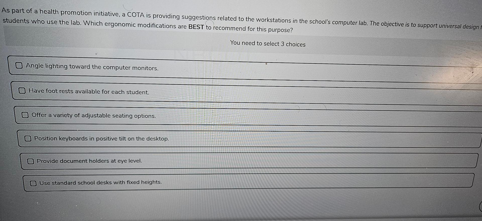 Solved As part of a health promotion initiative, a COTA is | Chegg.com