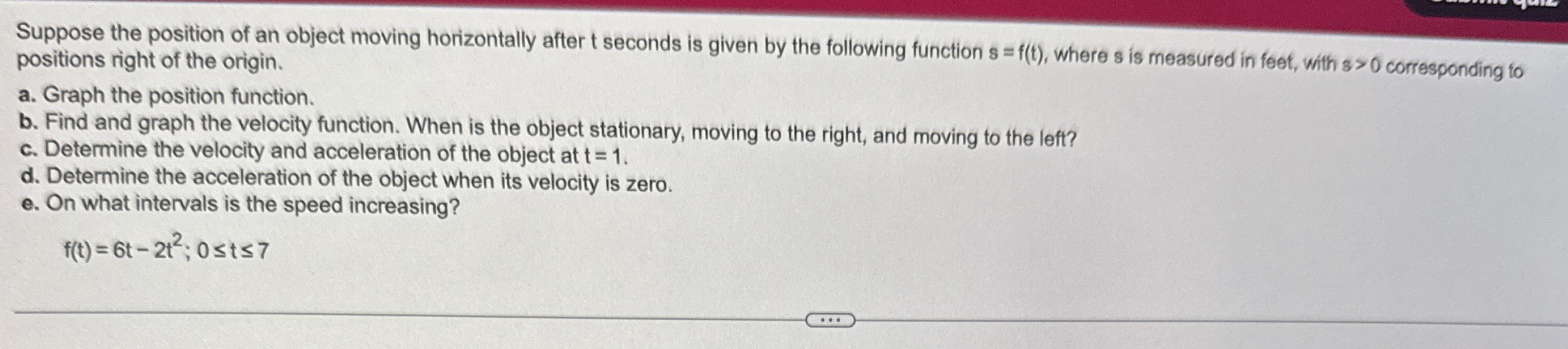 Suppose The Position Of An Object Moving Horizontally
