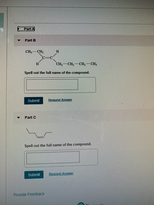 Solved Part A Part B CH3 - CH2 Н Н CH2 - CH2 CH2 - CH2 Spell | Chegg.com