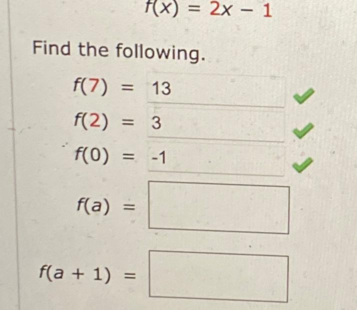 Solved f(x)=2x-1Find the | Chegg.com