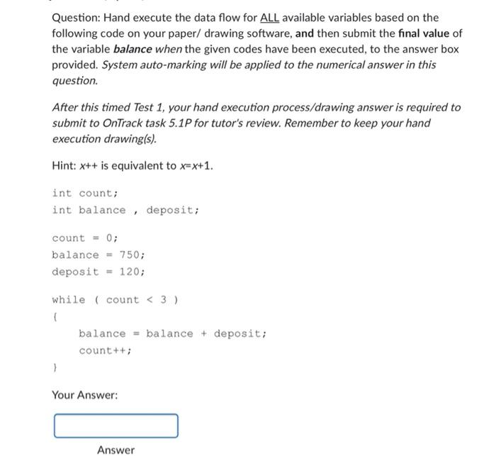 Solved Question: Hand execute the data flow for ALL | Chegg.com