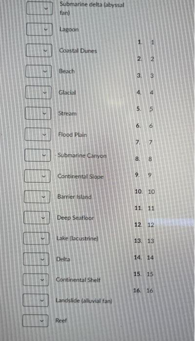 Submarine delta (abyssal fan) Lagoon 1. 1 Coastal | Chegg.com
