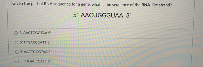 Solved Given the partial RNA sequence for a gene, what is | Chegg.com