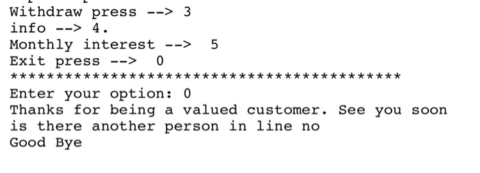 Solved Problem: write a program to simulate an ATM machine | Chegg.com