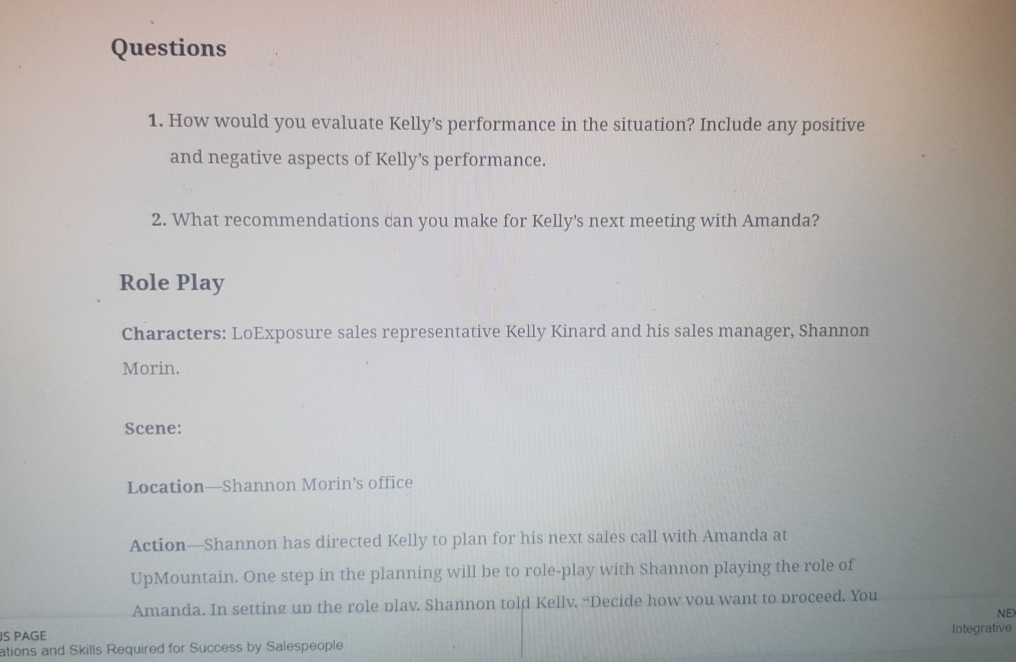 Solved QuestionsHow would you evaluate Kelly's performance | Chegg.com