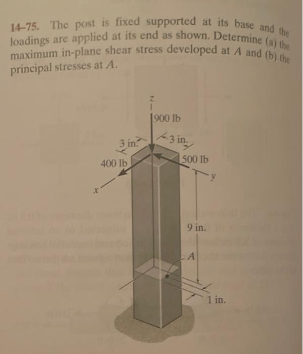 Solved 14-75. The post is fixed supported at its base and | Chegg.com
