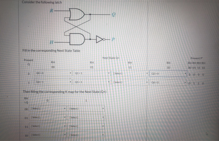 Solved Consider the following latch Fill in the | Chegg.com