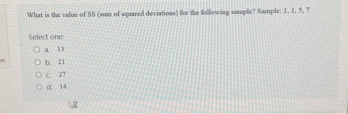 Solved What is the value of SS (sum of squared deviations) | Chegg.com