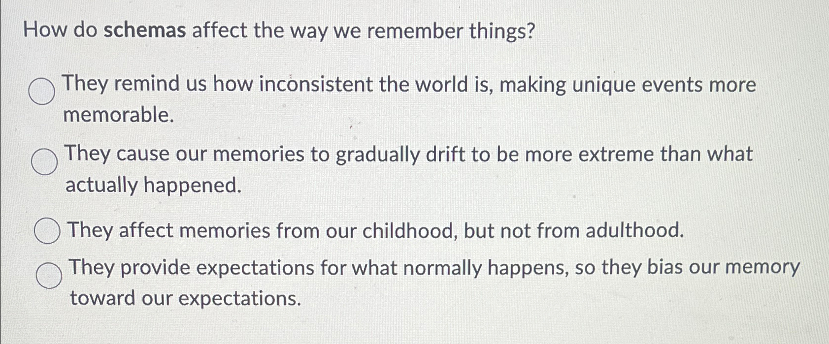 Solved How do schemas affect the way we remember things?They | Chegg.com