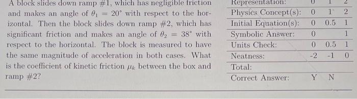 Solved A block slides down ramp #1, which has negligible | Chegg.com