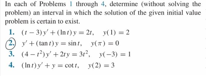 Solved In each of Problems 1 through 4, determine (without | Chegg.com