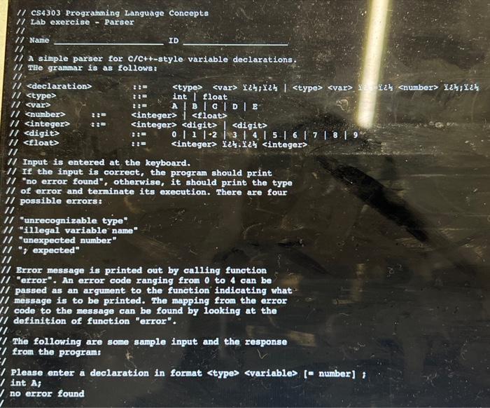 Solved // CS4303 Progratming Language concepts /1 Lab | Chegg.com