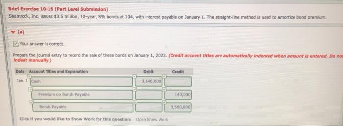 Solved Brief Exercise 10-16 (Part Level Submission) | Chegg.com