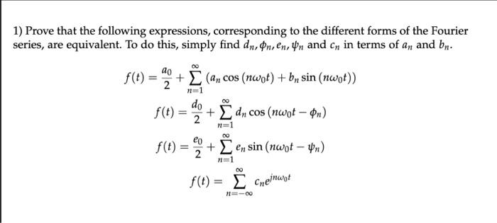 Solved Prove that the following expressions, corresponding | Chegg.com