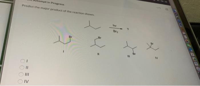 Solved Attempt in Progress Predict the major product of the | Chegg.com