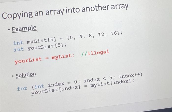 Solved Modify the Code used to copy an array into another | Chegg.com