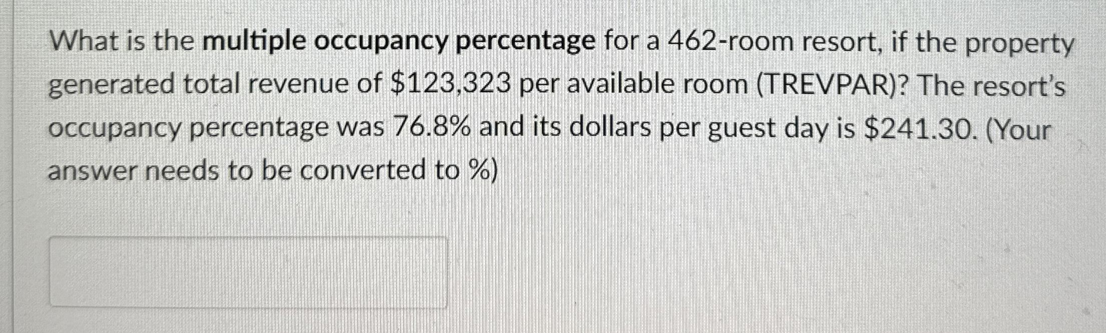 Solved What is the multiple occupancy percentage for a | Chegg.com