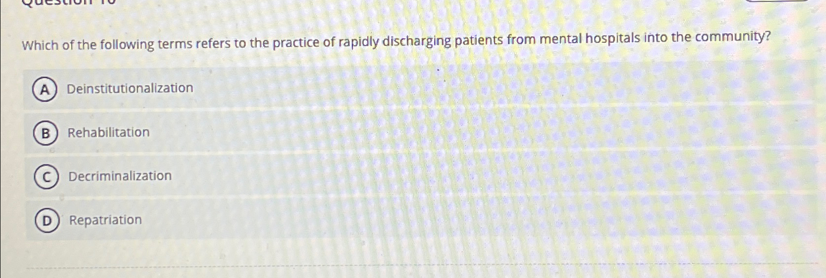 Solved Which of the following terms refers to the practice | Chegg.com