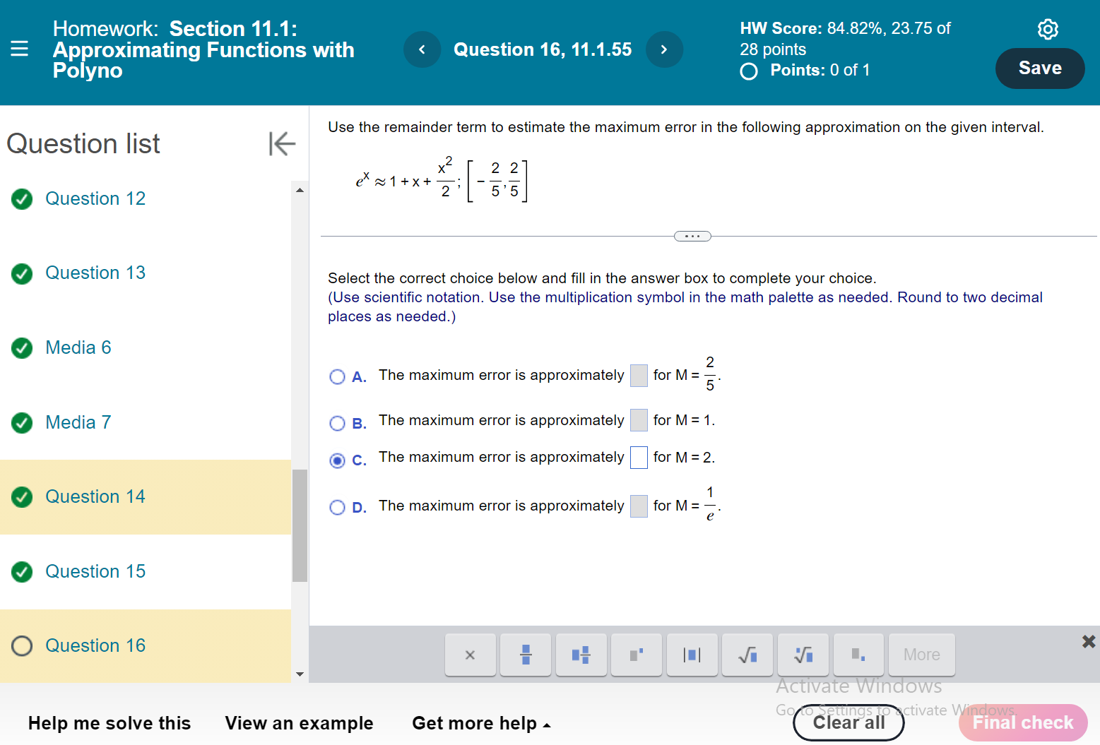 Solved Use the remainder term to estimate the maximum error | Chegg.com