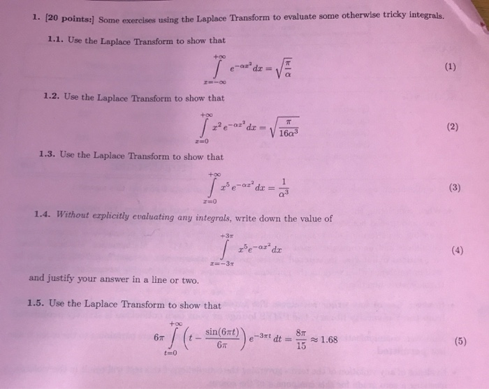 Solved . 120 points :] Some exercises using the Laplace | Chegg.com