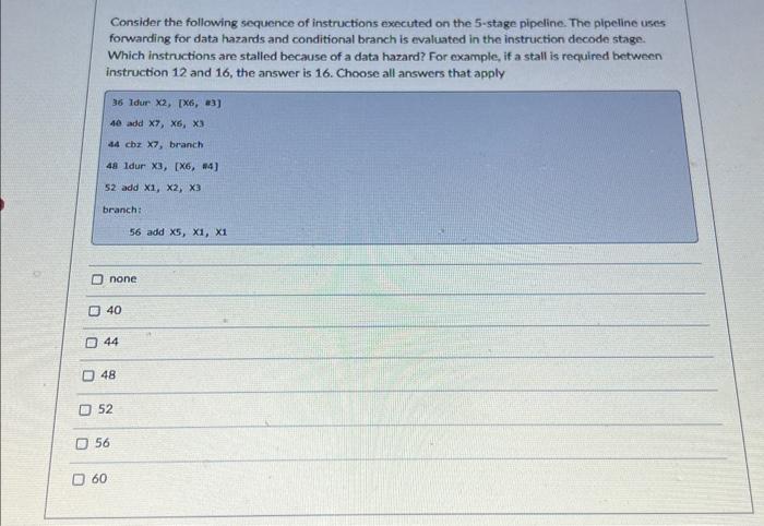 Solved Consider the following sequence of instructions | Chegg.com