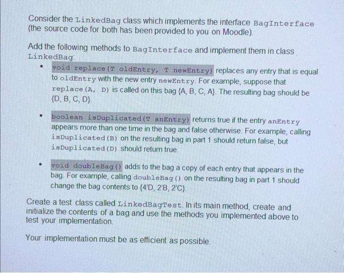 Solved Consider the LinkedBag class which implements the | Chegg.com