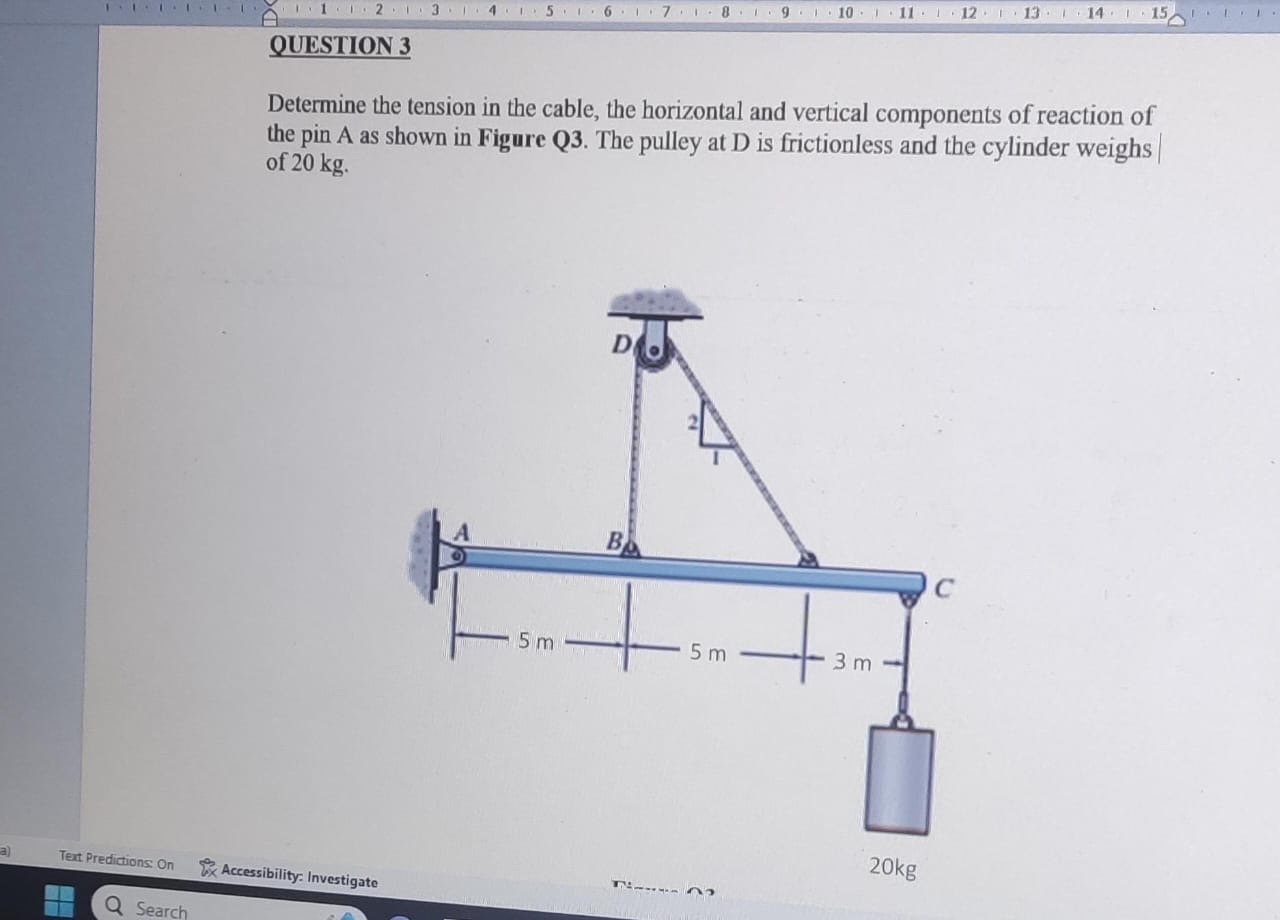 Solved QUESTION 3Determine the tension in the cable, the | Chegg.com