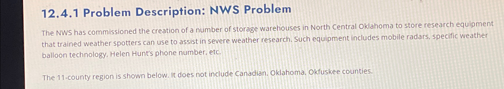 Solved 12.4.1 ﻿Problem Description: NWS ProblemThe NWS has | Chegg.com
