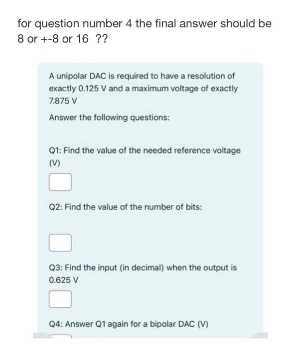 Solved for question number 4 the final answer should be 8 or | Chegg.com