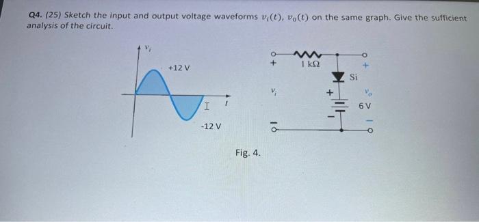 Solved Q4. (25) Sketch the input and output voltage | Chegg.com
