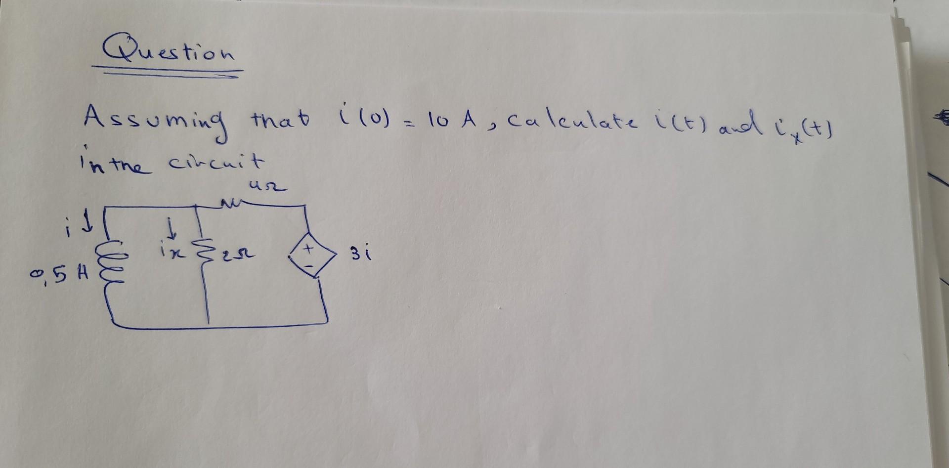 Solved Calculate i(t) and ix(t) in the ciruit shown in the | Chegg.com