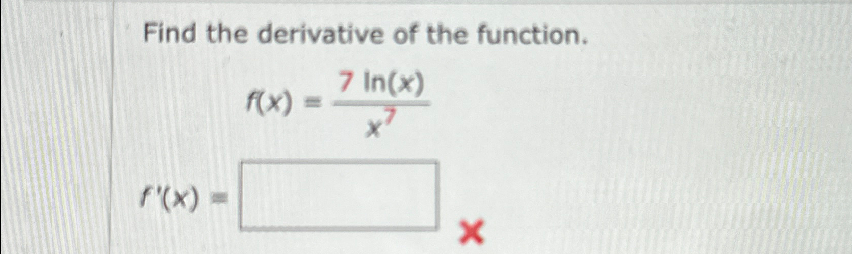 Solved Find the derivative of the | Chegg.com