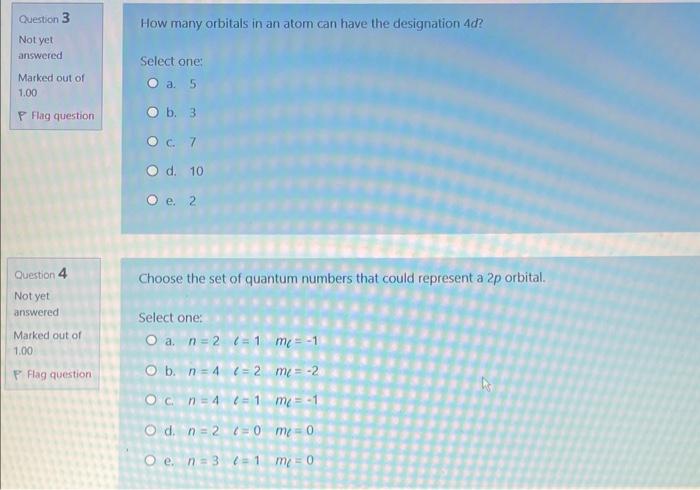 Solved How many orbitals in an atom can have the designation | Chegg.com
