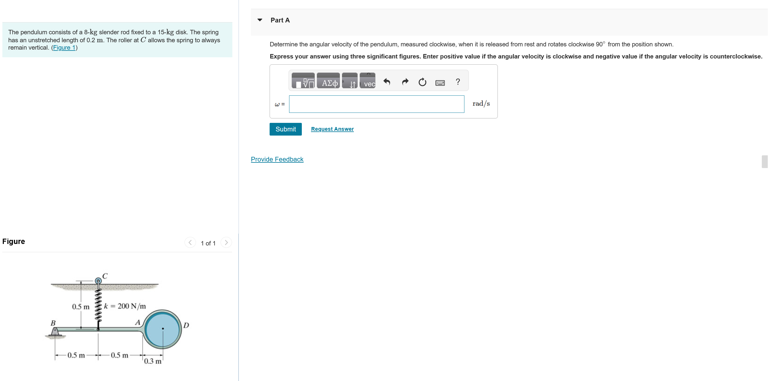 Solved Part ADetermine the angular velocity of the pendulum, | Chegg.com