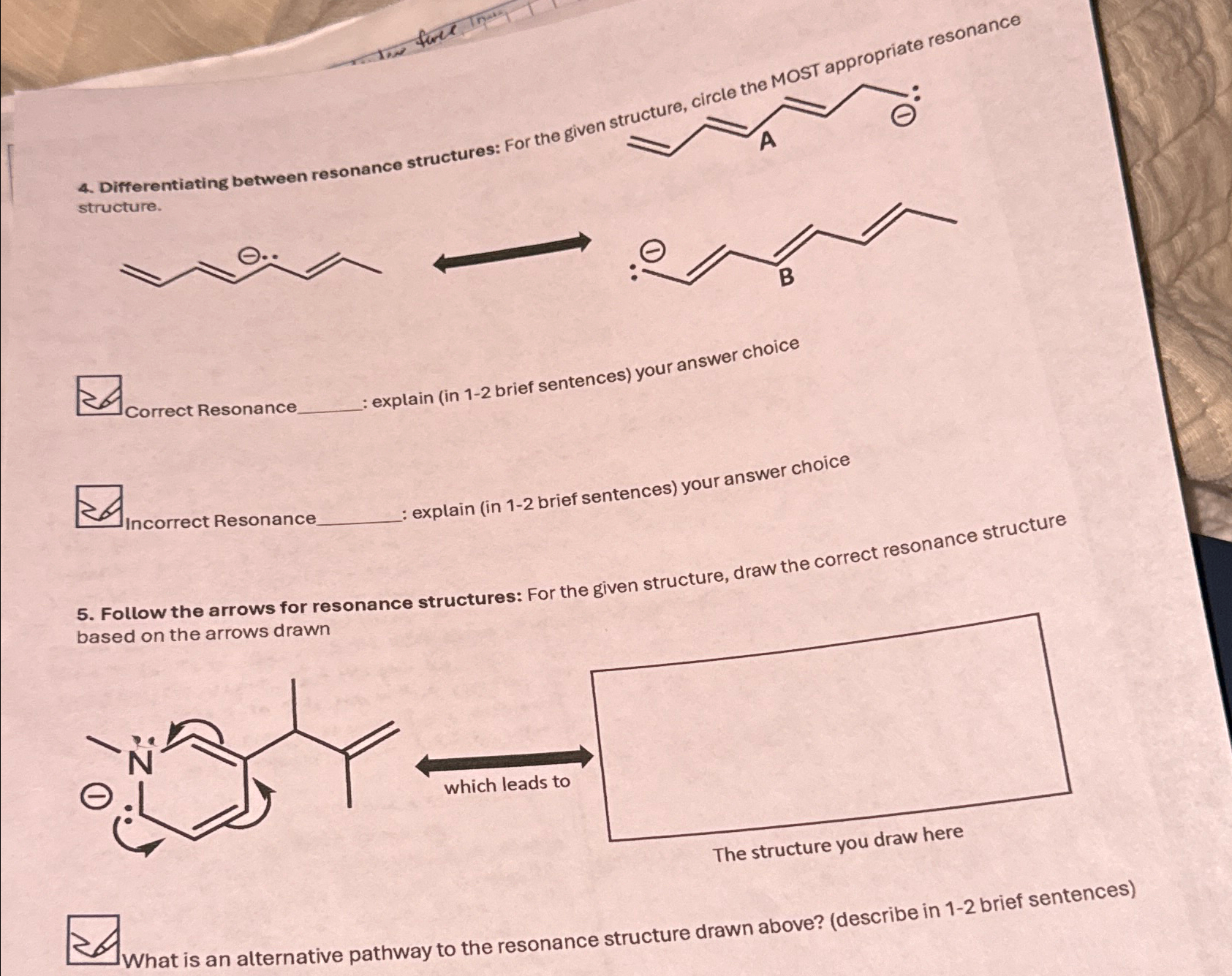 Solved hetween resonance structures: For the given | Chegg.com
