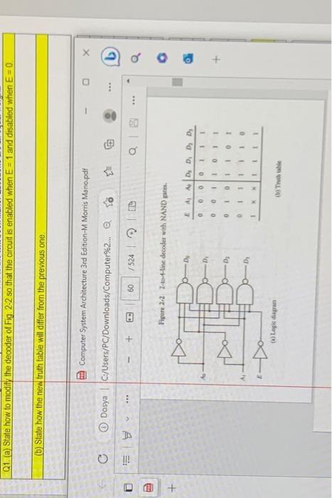 Solved Figure 2.2 2-to-4-line decoder with NAND rates. (b) | Chegg.com