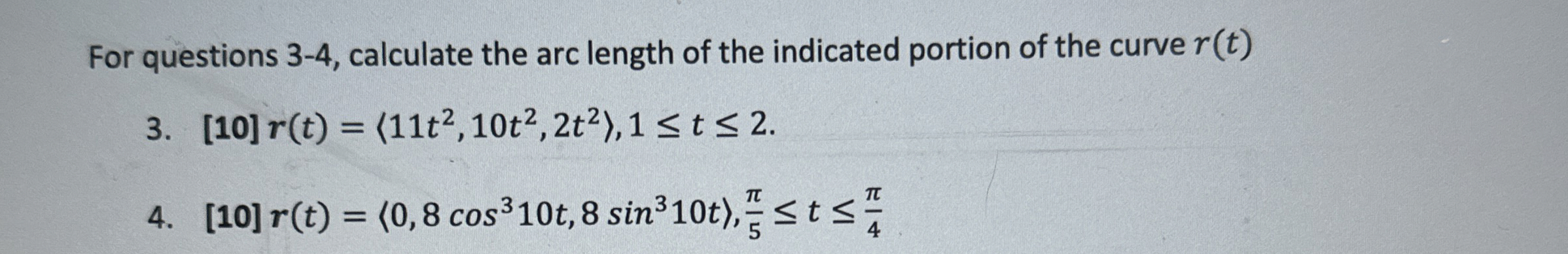 Solved For questions 3-4, ﻿calculate the arc length of the | Chegg.com