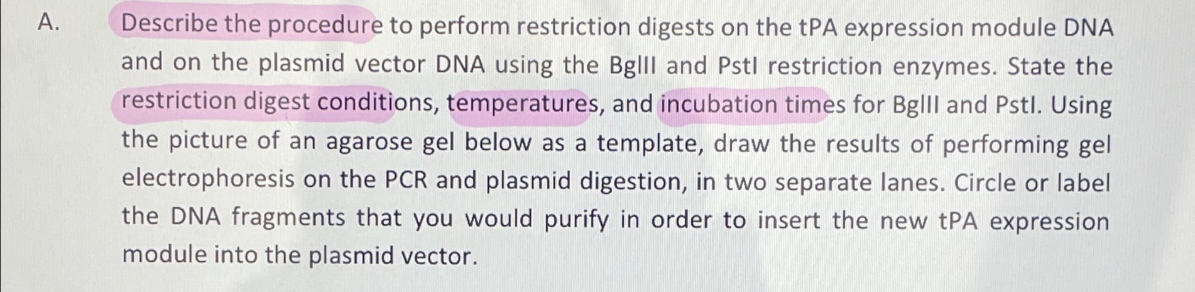 Solved A. ﻿Describe the procedure to perform restriction | Chegg.com
