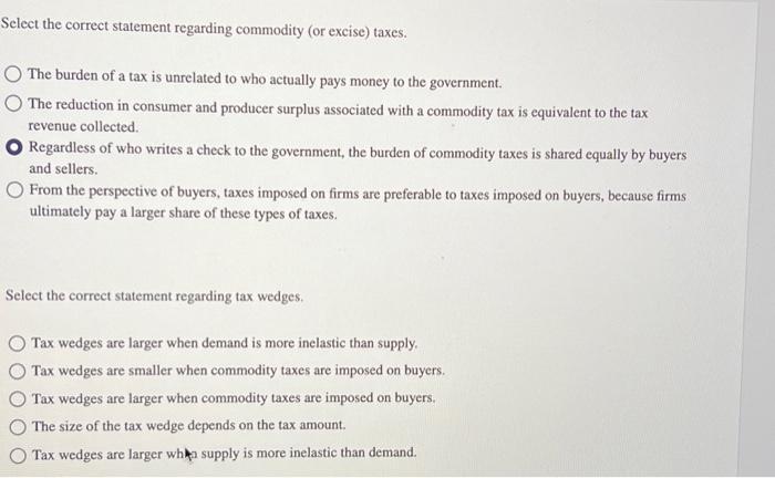 Solved Select the correct statement regarding commodity (or | Chegg.com